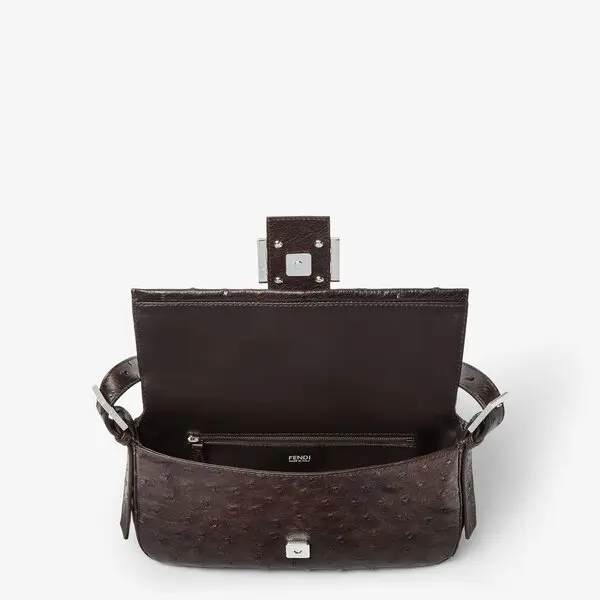 Fendi Baguette® 26424 Dark Brown Ostrich Leather Bag